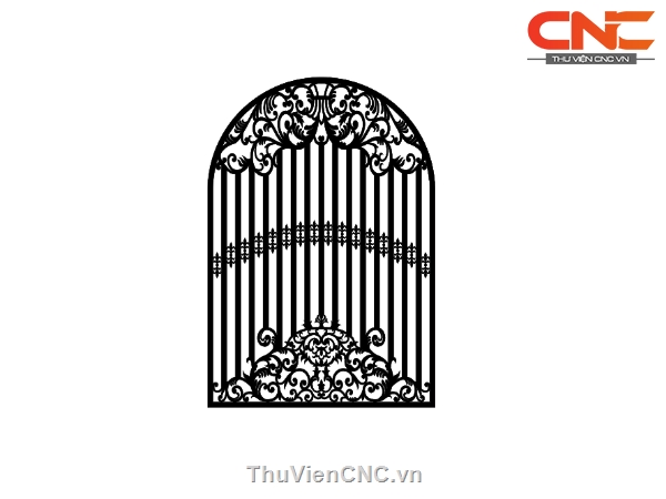 Model cnc hàng rào vòm cong lá tây